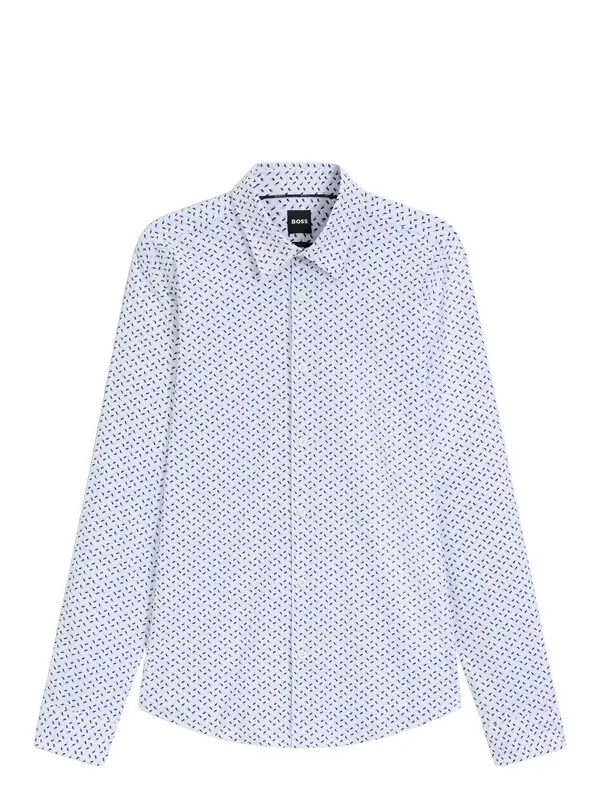 BOSS Printed Slim-fit Shirt In Performance-stretch Jersey - Light Blue
