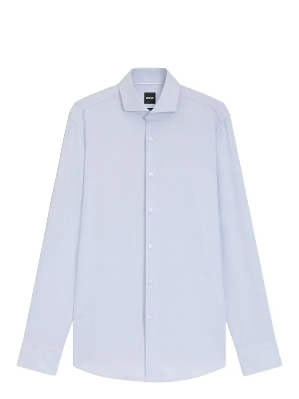 BOSS Slim-fit Shirt In Structured Cotton - Light Blue