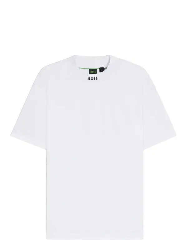 BOSS Logo-collar T-shirt In Stretch Cotton - White