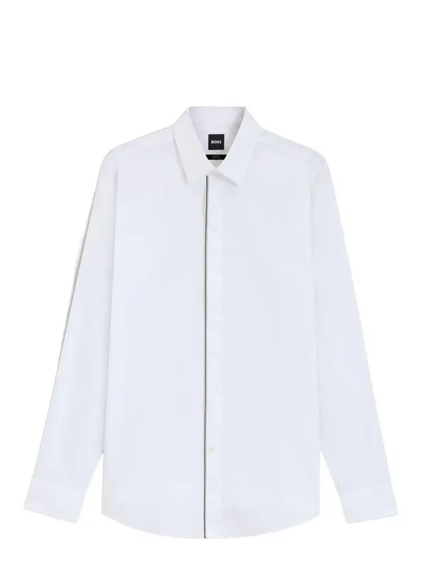 BOSS Easy-iron Slim-fit Shirt In Cotton Poplin - White