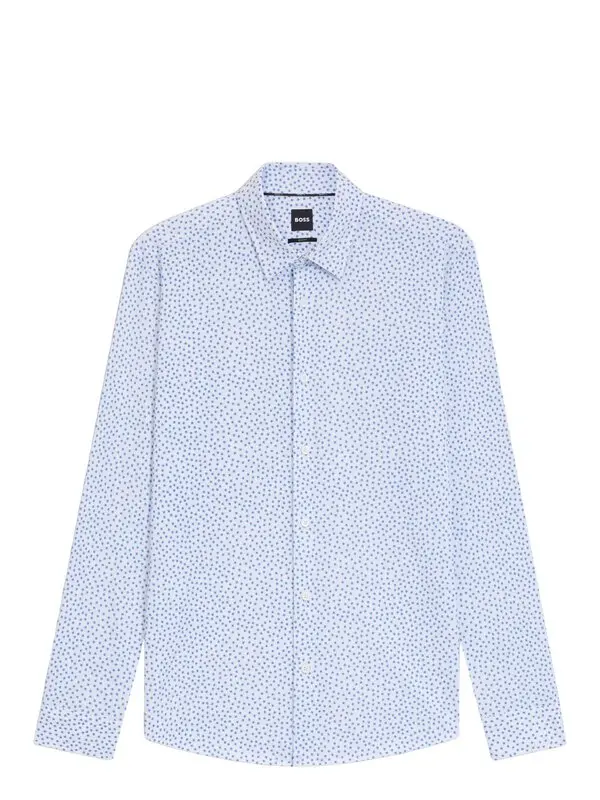 BOSS Printed Slim-fit Shirt In A Cotton Blend - Light Blue