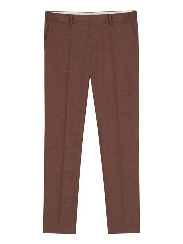BOSS Patterned Slim-fit Trousers - Brown