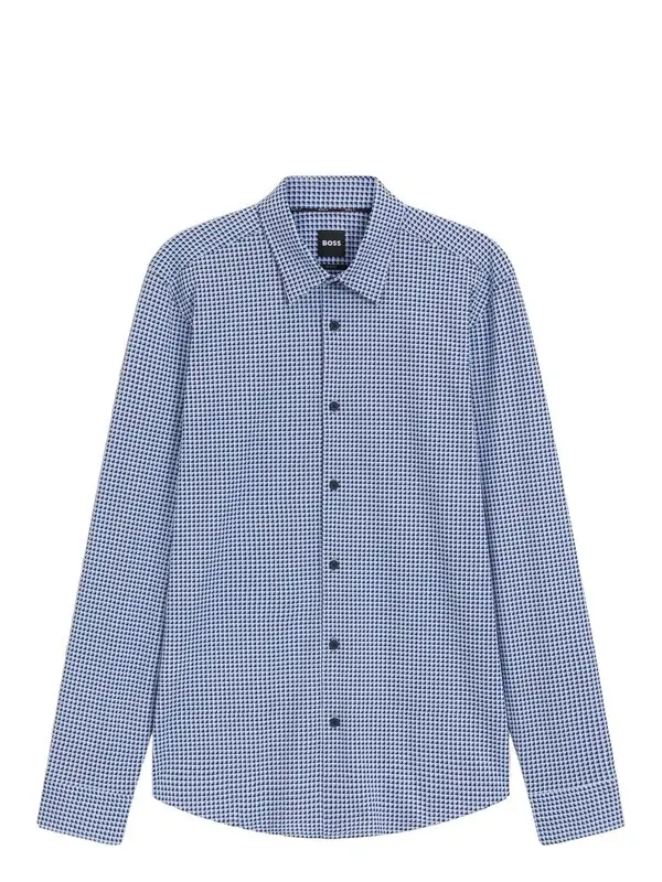 BOSS Printed Slim-fit Shirt In A Cotton Blend - Light Blue
