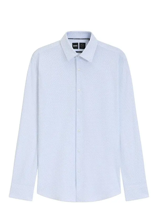 BOSS Printed Slim-fit Shirt In Performance-stretch Jersey - Light Blue
