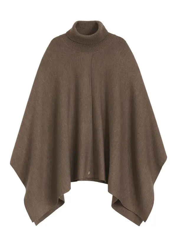 BOSS Wool-blend Rollneck Poncho - Dark Grey