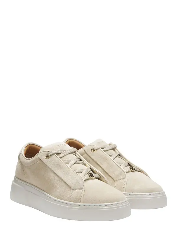 BOSS Suede Trainers With Hidden Wedge - Beige