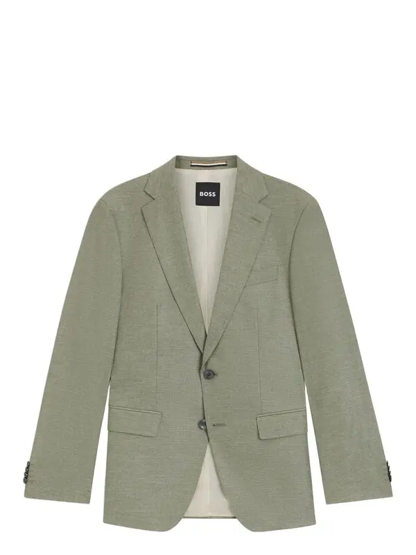 BOSS Patterned Slim-fit Jacket In Stretch Fabric - Green
