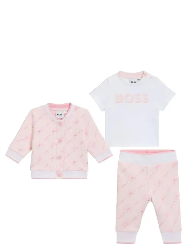 BOSS Baby Three-piece Tracksuit In Cotton - Light Pink
