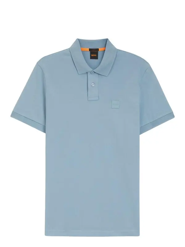 BOSS Stretch-cotton Slim-fit Polo Shirt With Logo Patch - Light Blue
