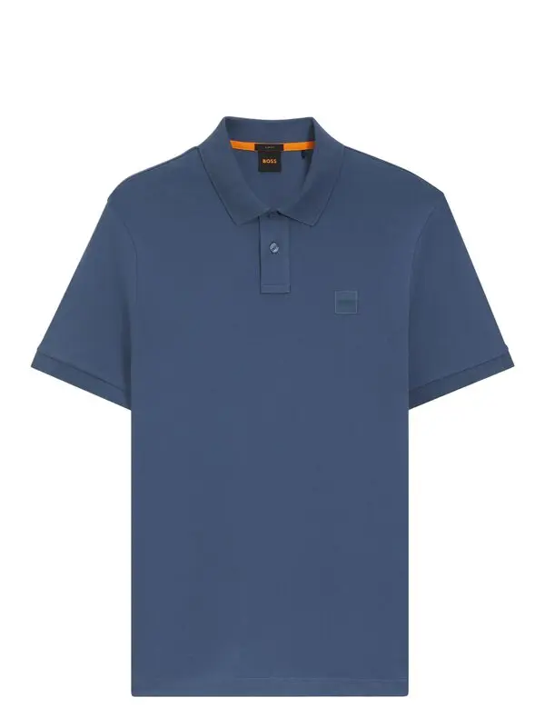 BOSS Stretch-cotton Slim-fit Polo Shirt With Logo Patch - Light Blue