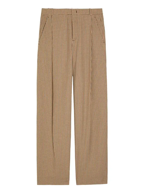 Vince Camille Checked Wide-leg Trousers - Beige