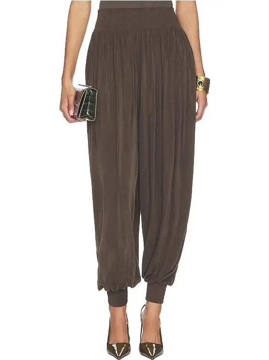 Balmain Draped Jersey Cupro Loose Pant - Brown