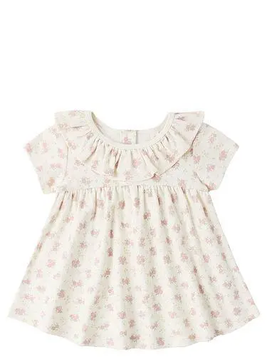 QUINCY MAE Ruffle Collar Jersey Dress - Ivory