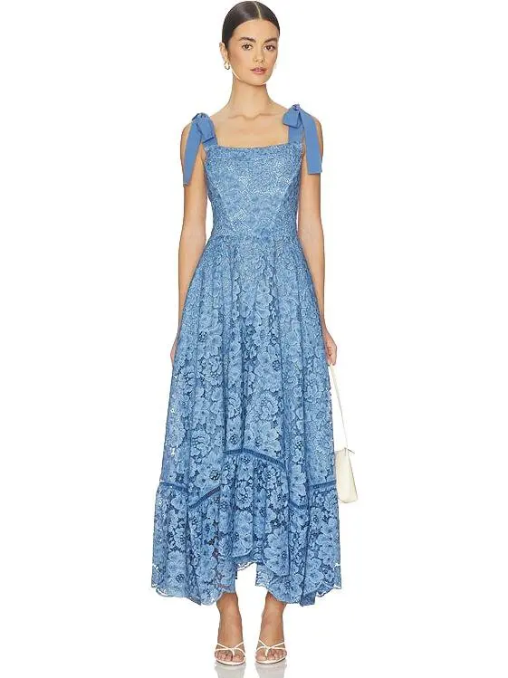 Alice + Olivia Rosalee Lace Bustier Maxi Dress - Blue