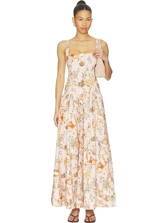 Hemant & Nandita Square Neck Maxi Dress - Beige