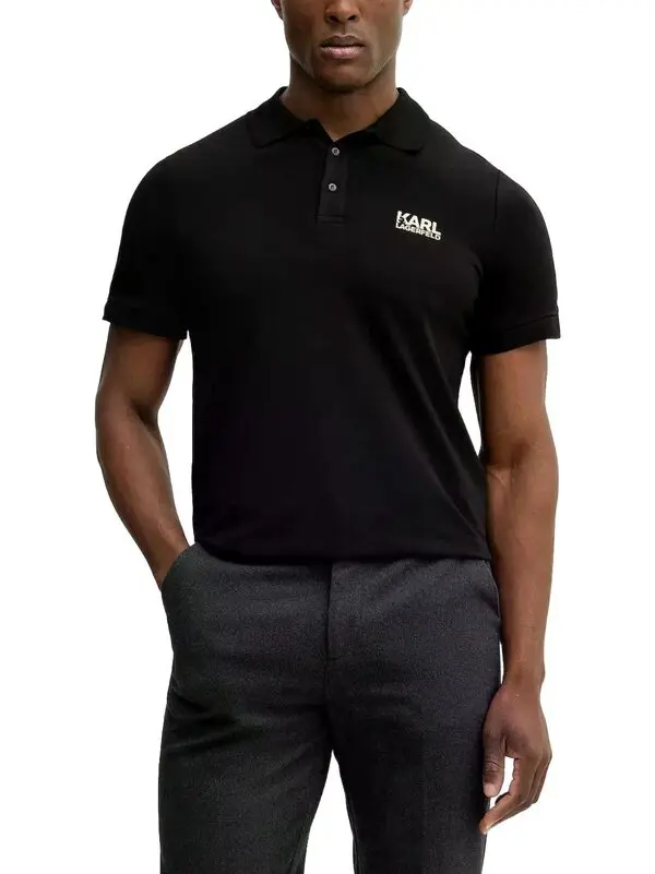 Karl Lagerfeld Logo-print Short-sleeve Polo Shirt - Black