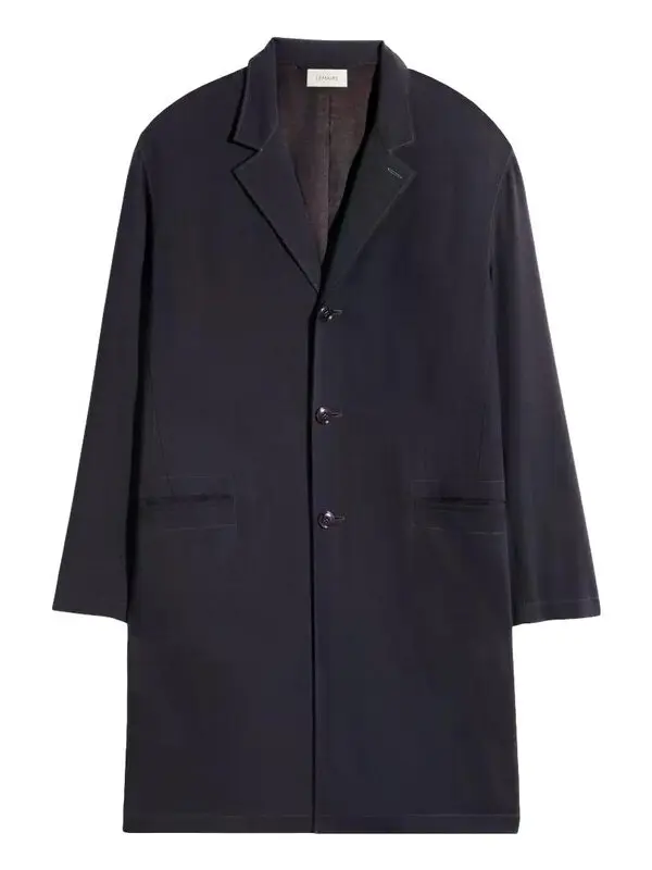 LEMAIRE Single-breasted Wool Crepe Coat - Black