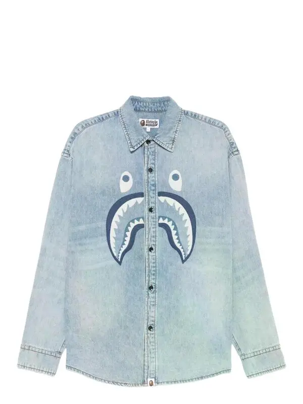 A BATHING APE Shark Denim Shirt - Blue