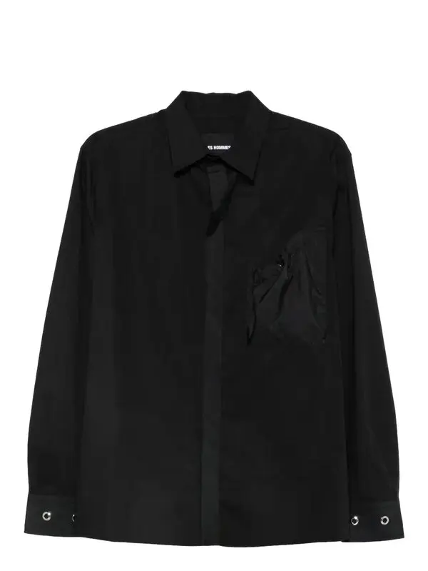 LES HOMMES Chest-pocket Long-sleeve Shirt - Black