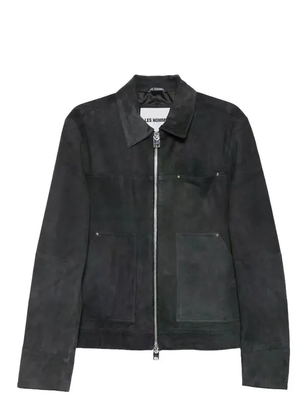 LES HOMMES Suede Zip-up Jacket - Blue
