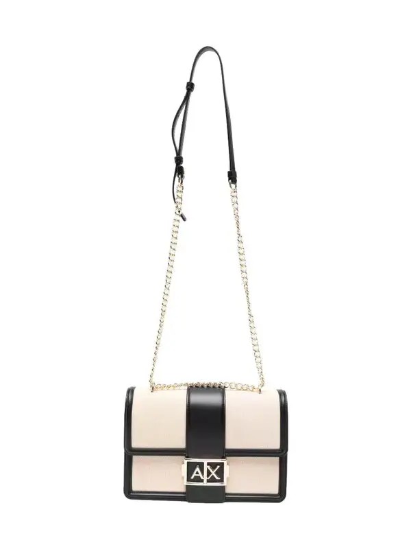 Armani Exchange Logo-plaque Panelled Crossbody Bag - Neutrals