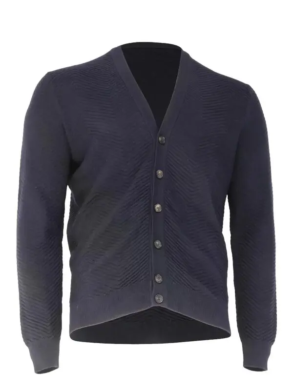 Ermenegildo Zegna Vintage Chevron Knit Cardigan - Blue