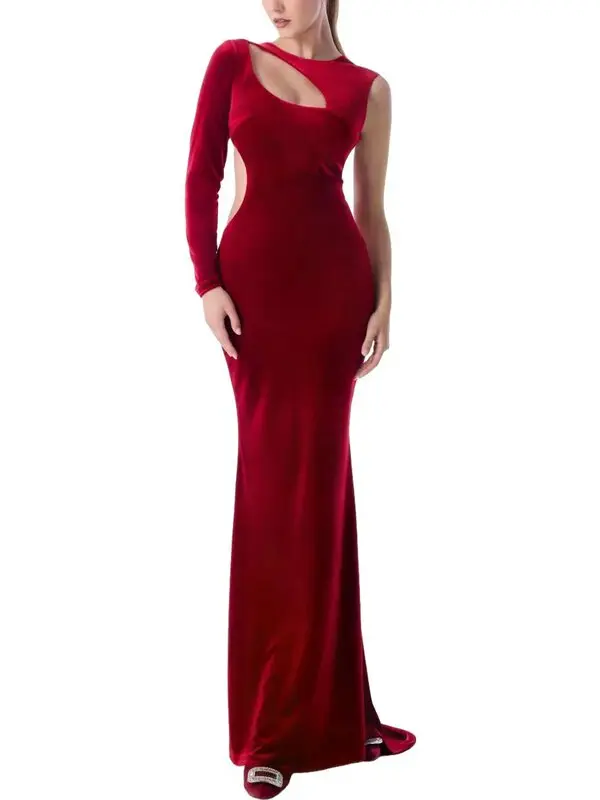 IMROSKA Cut-out Asymmetric Maxi Dress - Red