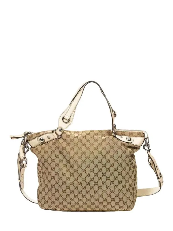 Gucci Gg Supreme Leather-print Shoulder Bag - Neutrals