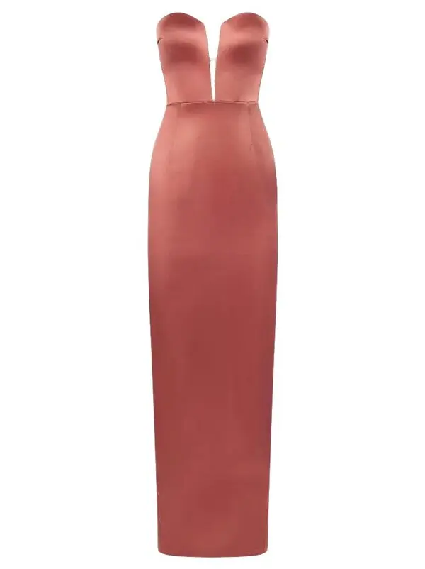 ARAFTU Strapless Lace-up Dress - Brown