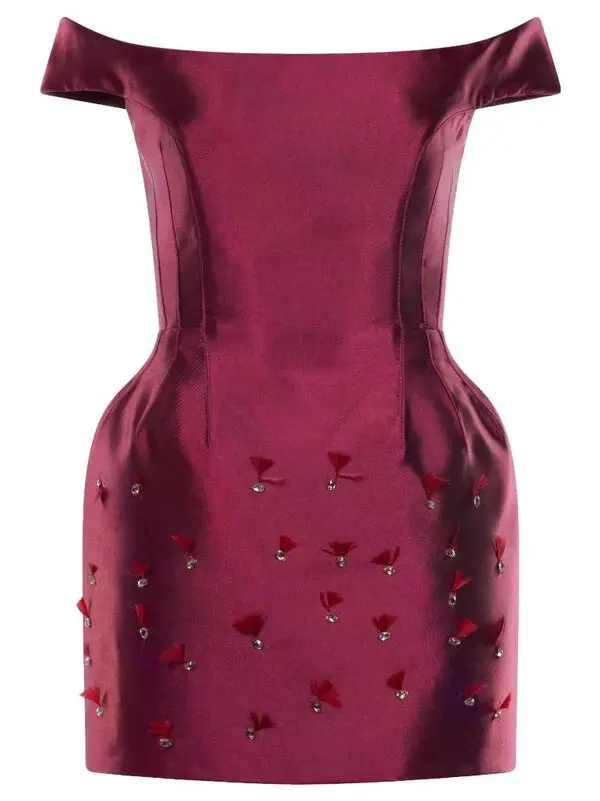 ARAFTU Embellished Off-the-shoulder Dress - Red