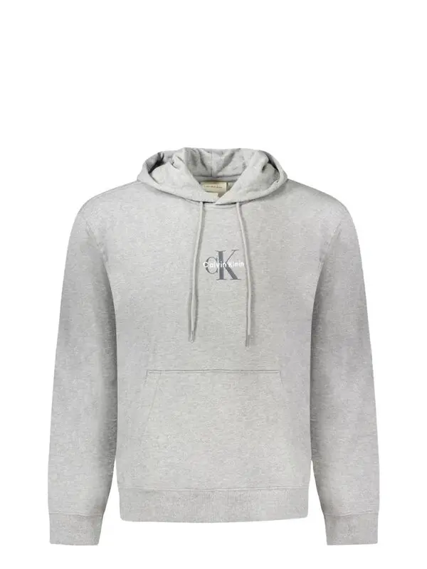 Calvin Klein Logo-embroidered Drawstring Hoodie - Grey