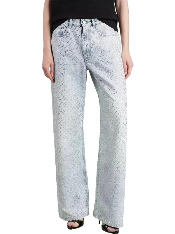 Casablanca Crystal-embellished Baggy Jeans - Blue