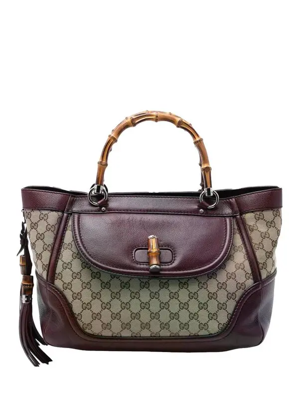 Gucci Medium Gg Canvas Bamboo Tassel Tote Bag - Neutrals