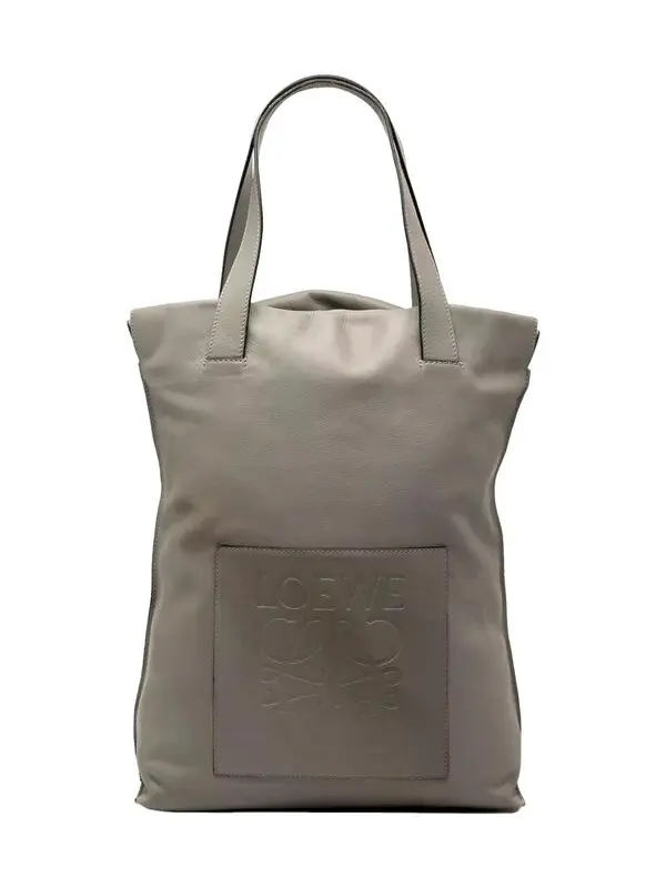 Loewe 2007 Leather Anagram Shopper Tote Bag - Grey