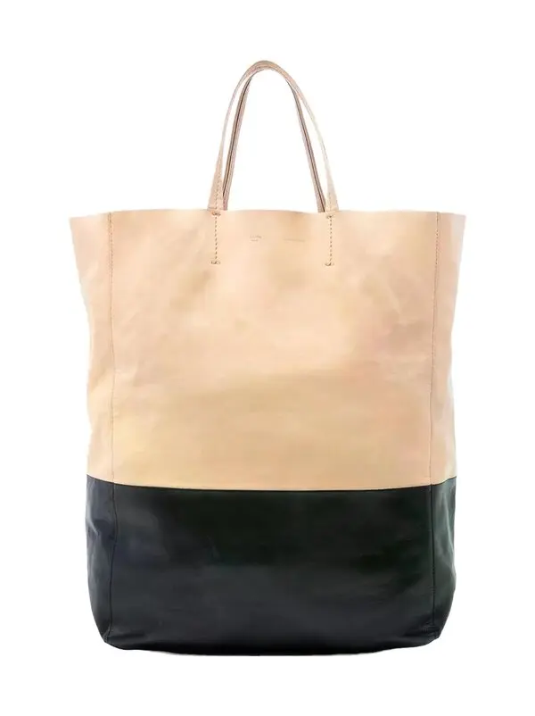 Celine 2010 Bicolor Leather Vertical Cabas Tote Bag - Black