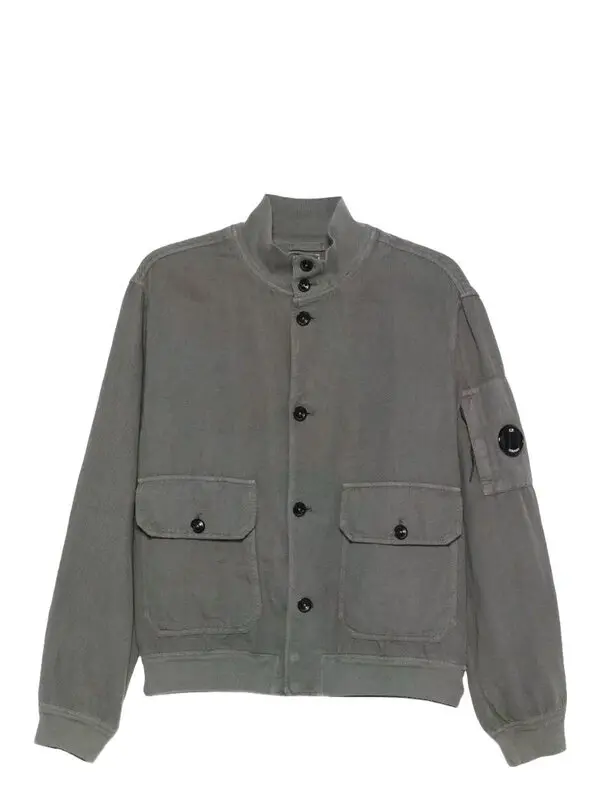 C.P. COMPANY Broken Twill Lens Bomber Jacket - Grey