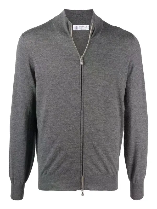 Brunello Cucinelli Zipped Knit Cardigan - Grey