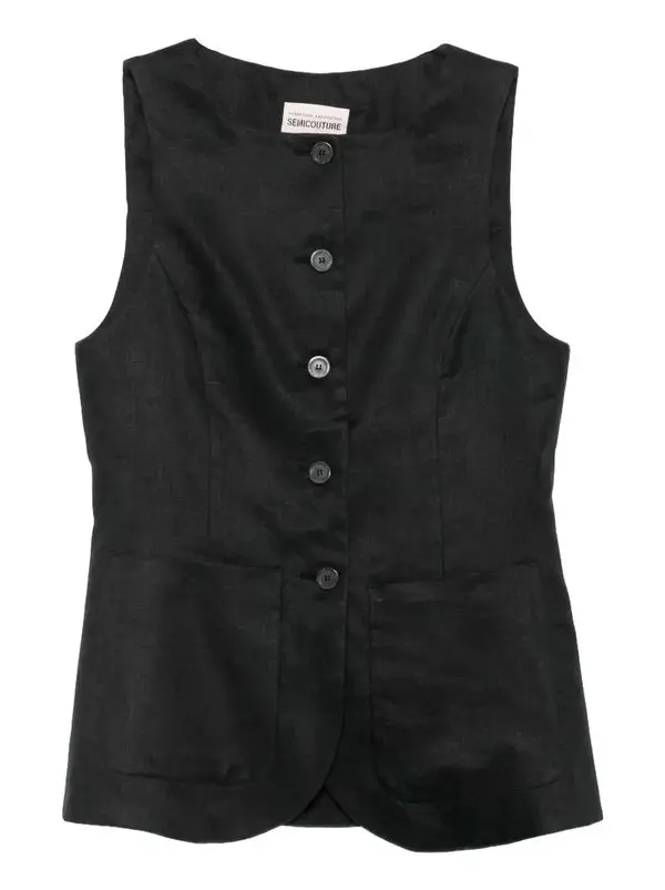 SEMICOUTURE Button-up Waistcoat - Black
