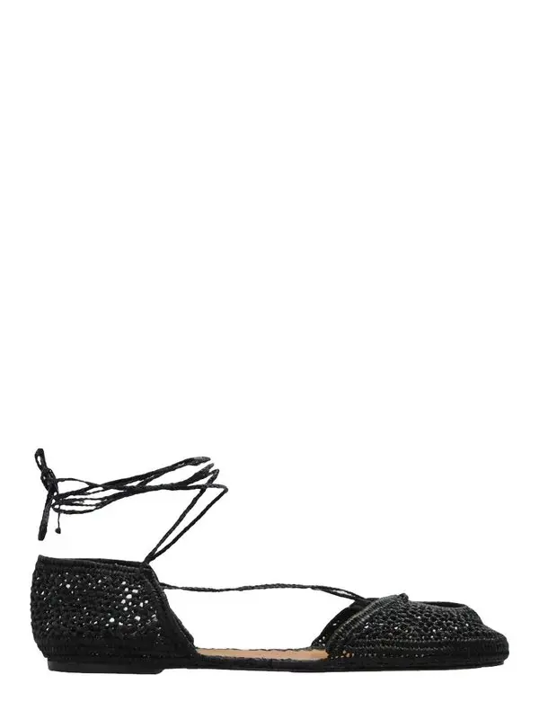 ODISSI Woven Tie-fastening Flat Pumps - Black