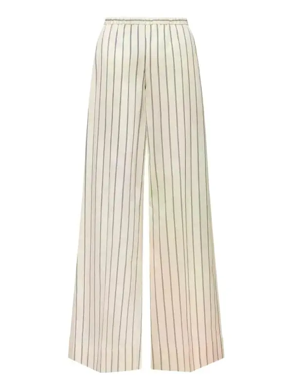 Moncler Striped Cotton & Silk Voile Trousers - Neutrals