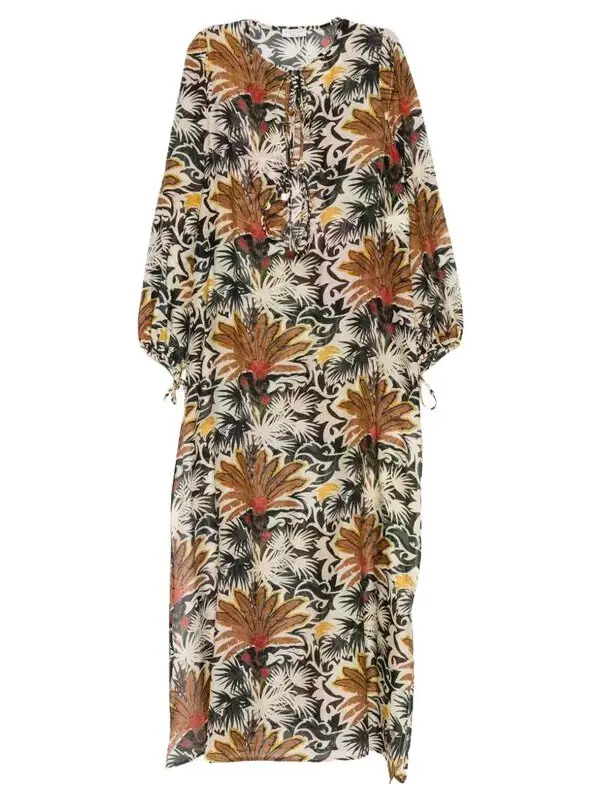 Anjuna Floral-print Cotton Beach Dress - Neutrals