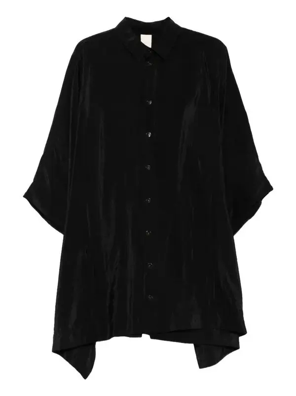 Soh Asymmetric Satin Shirt - Black