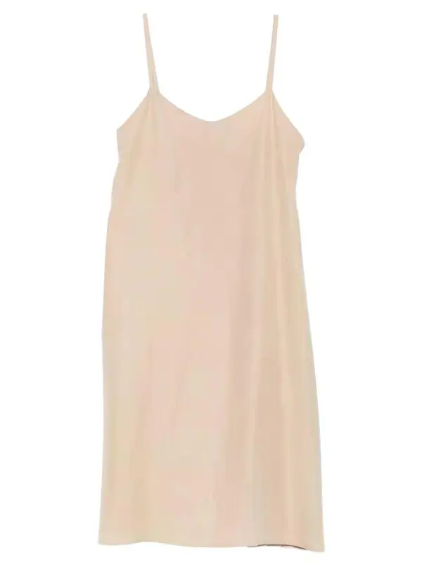 A TENTATIVE ATELIER Satin-finish V-neck Midi Dress - Neutrals