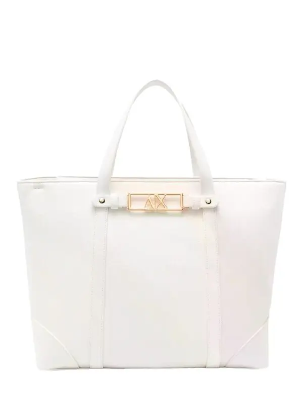 Armani Exchange Leather Tote Bag - White