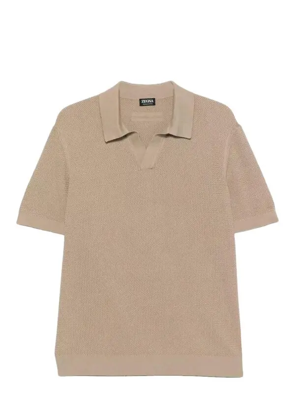 Zegna Waffle-knit V-neck T-shirt - Neutrals