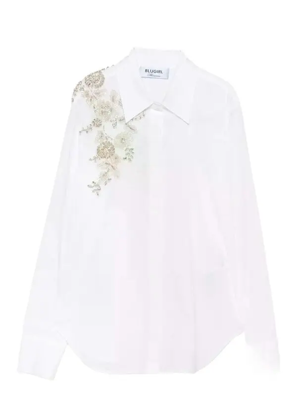 BLUGIRL Floral-bead Embellished Shirt - White
