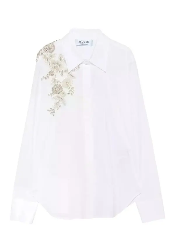BLUGIRL Floral-bead Embellished Shirt - White