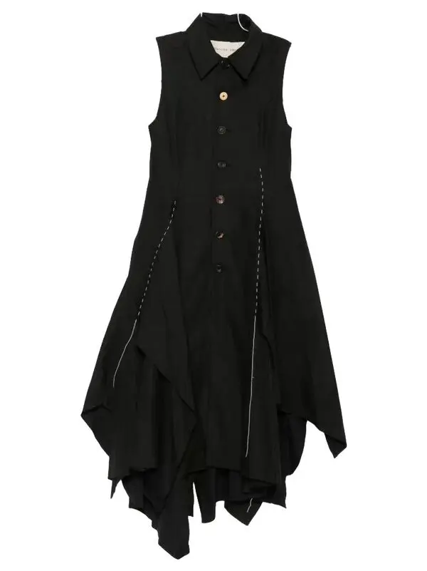 A TENTATIVE ATELIER Contrast-stitch Handkerchief-hem Dress - Black