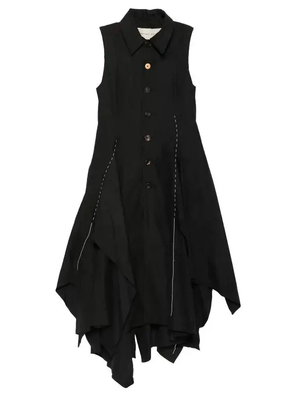 A TENTATIVE ATELIER Contrast-stitch Handkerchief-hem Dress - Black