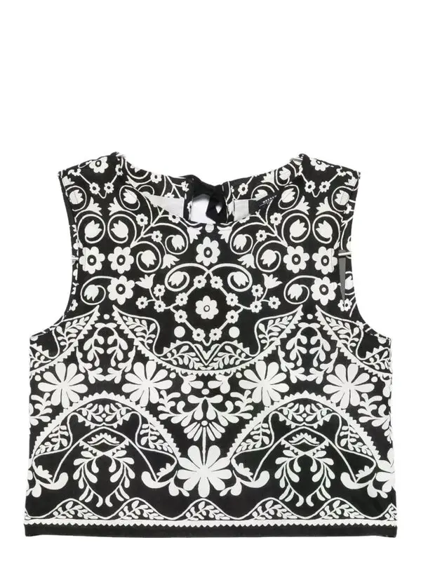 Max Mara Fanale Floral-print Cropped Top - Black